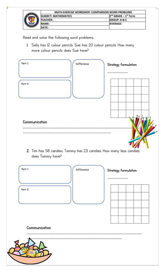 Math exercise workshop. Additive Comparison Word Problems. | PDF ...