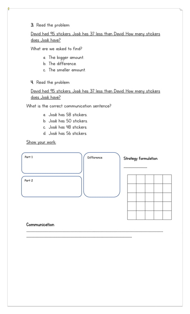 Math exercise workshop. Additive Comparison Word Problems. | PDF | Educational Assessment ...