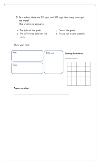 Math exercise workshop. Additive Comparison Word Problems. | PDF ...