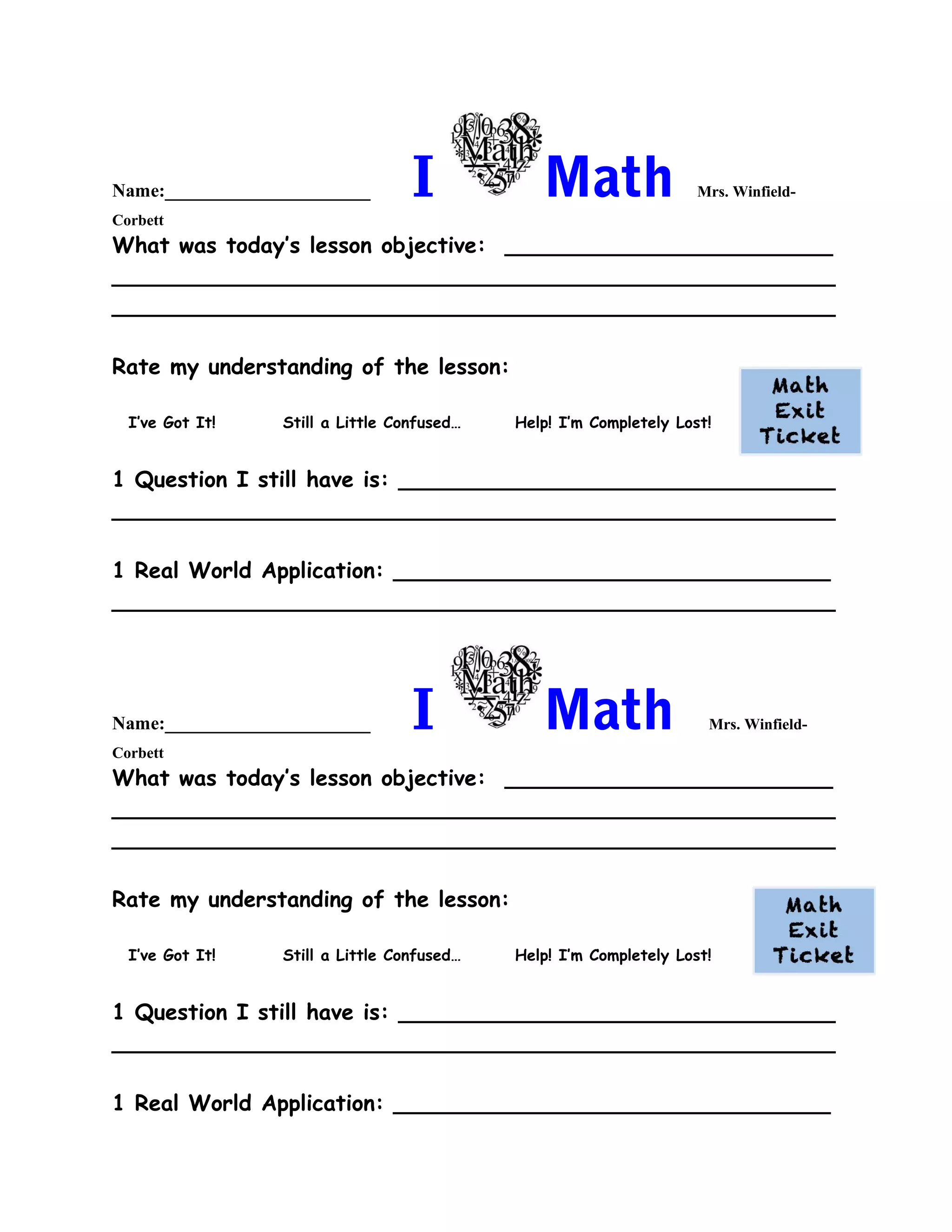 Math exit ticket | DOC | Educational Assessment | Education