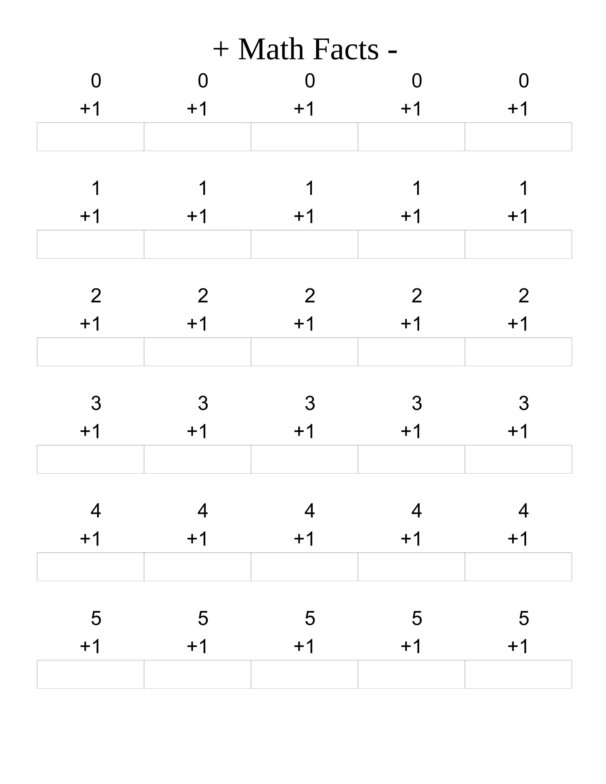 Math facts add 1 | ODT