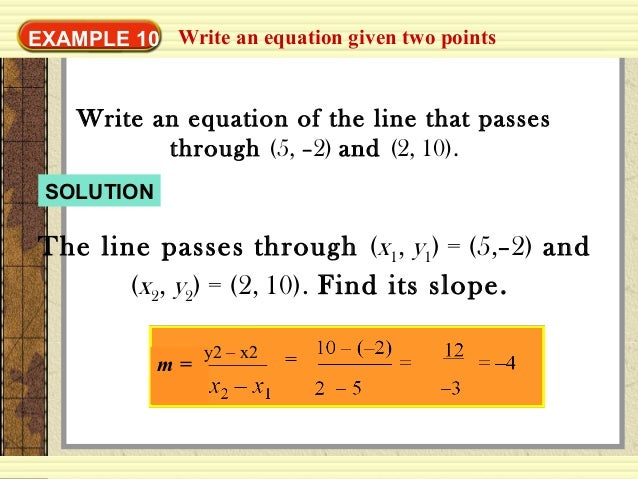 Equation of the line