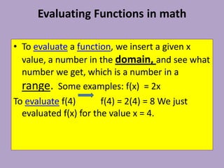 Math functions, relations, domain & range | PPTX