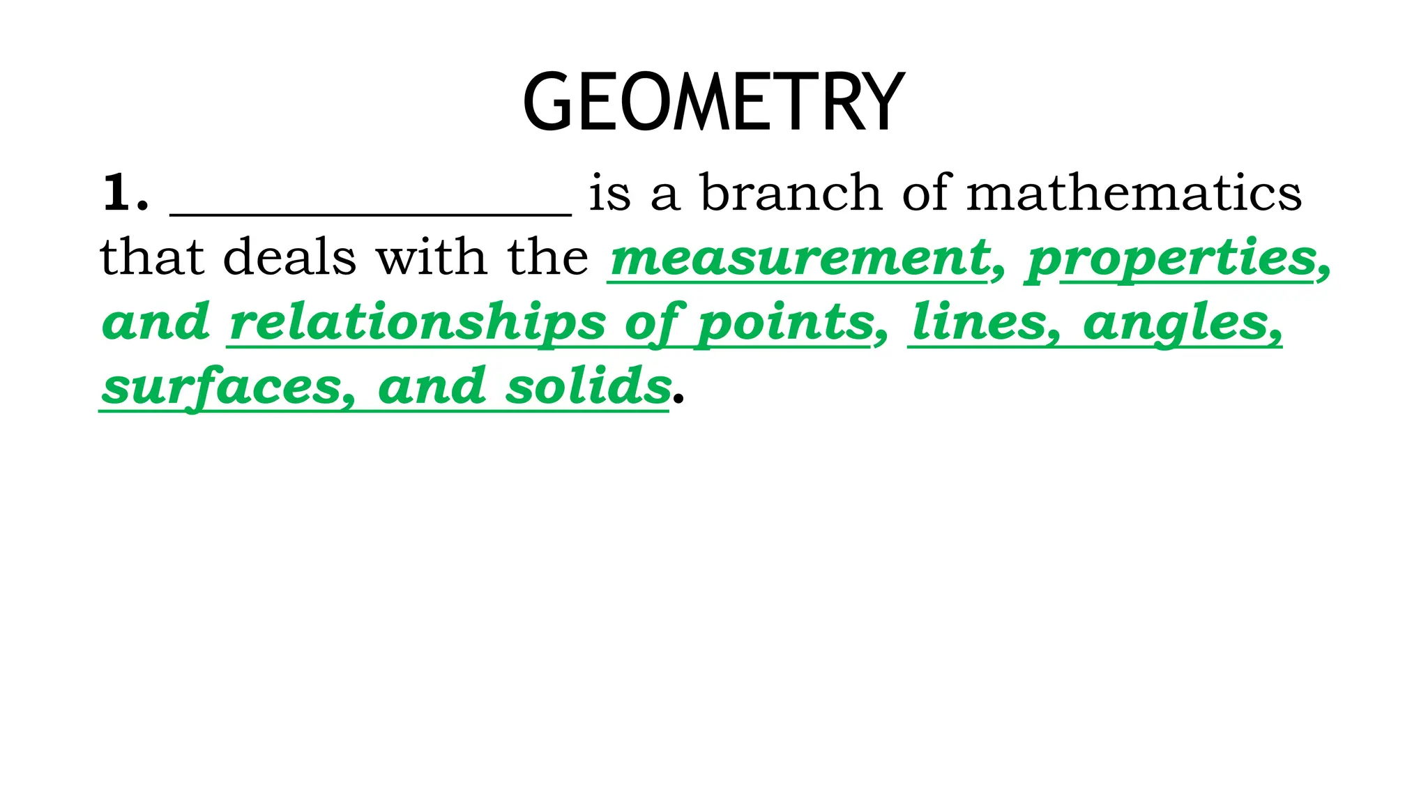 MATHEMATICS GEOMETRY QUIZ SAMPLES 3RD QTR | PPT