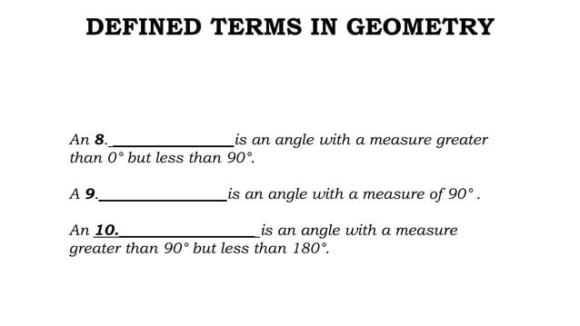 MATHEMATICS GEOMETRY QUIZ SAMPLES 3RD QTR | PPT