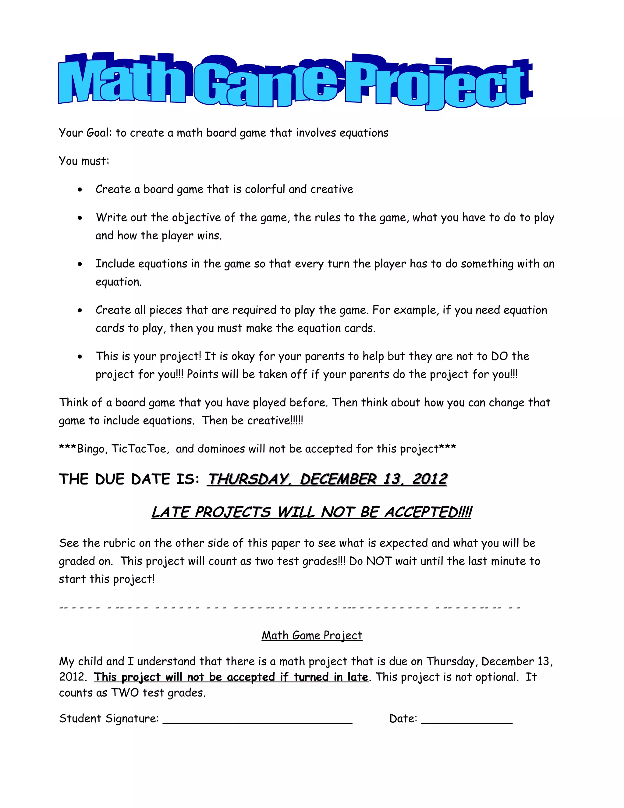 Math game project | DOC