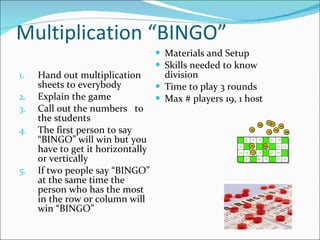 Math Games by Shields Kids | PPT