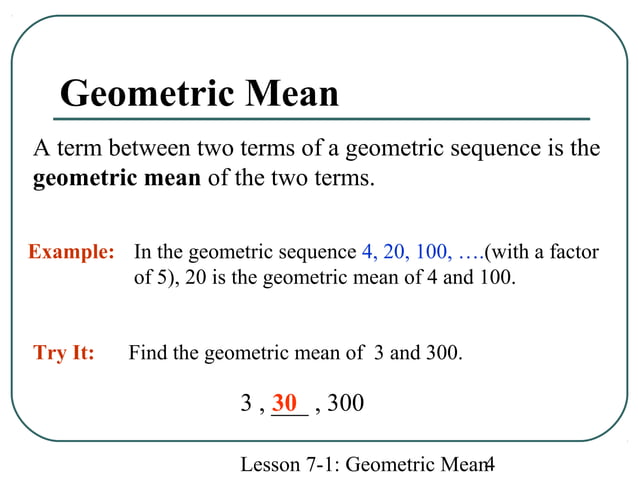 Math (geometric mean) | PPT | Homework and Study | Education