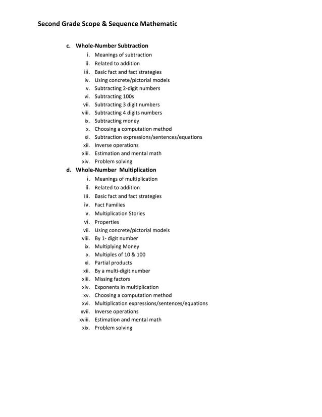 Math Gr 2 Scope & Sequence | PDF | Physics | Science