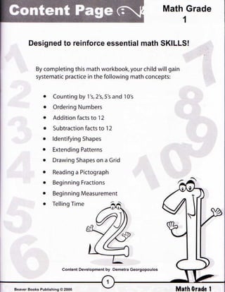 Math grade 1 | PDF | Homework and Study | Education