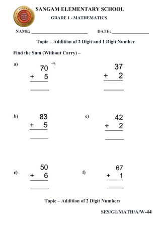 Math Subject Grade 1 Annual Worksheets.docx