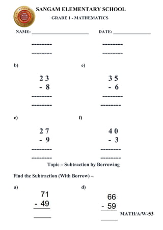Math Subject Grade 1 Annual Worksheets.docx