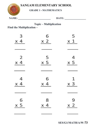 Math Subject Grade 1 Annual Worksheets.docx