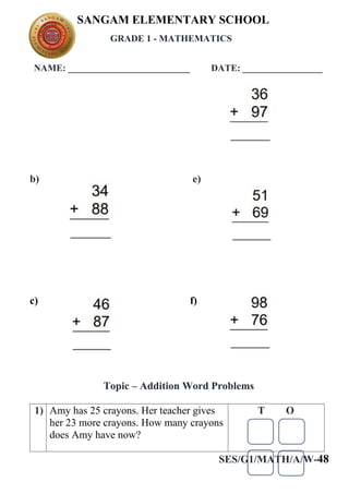 Math Subject Grade 1 Annual Worksheets.docx