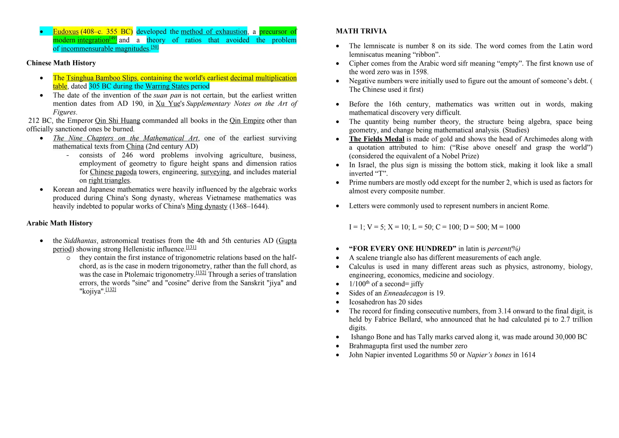 A Reviewer for Math History and Trivia [Not Updated] | PDF