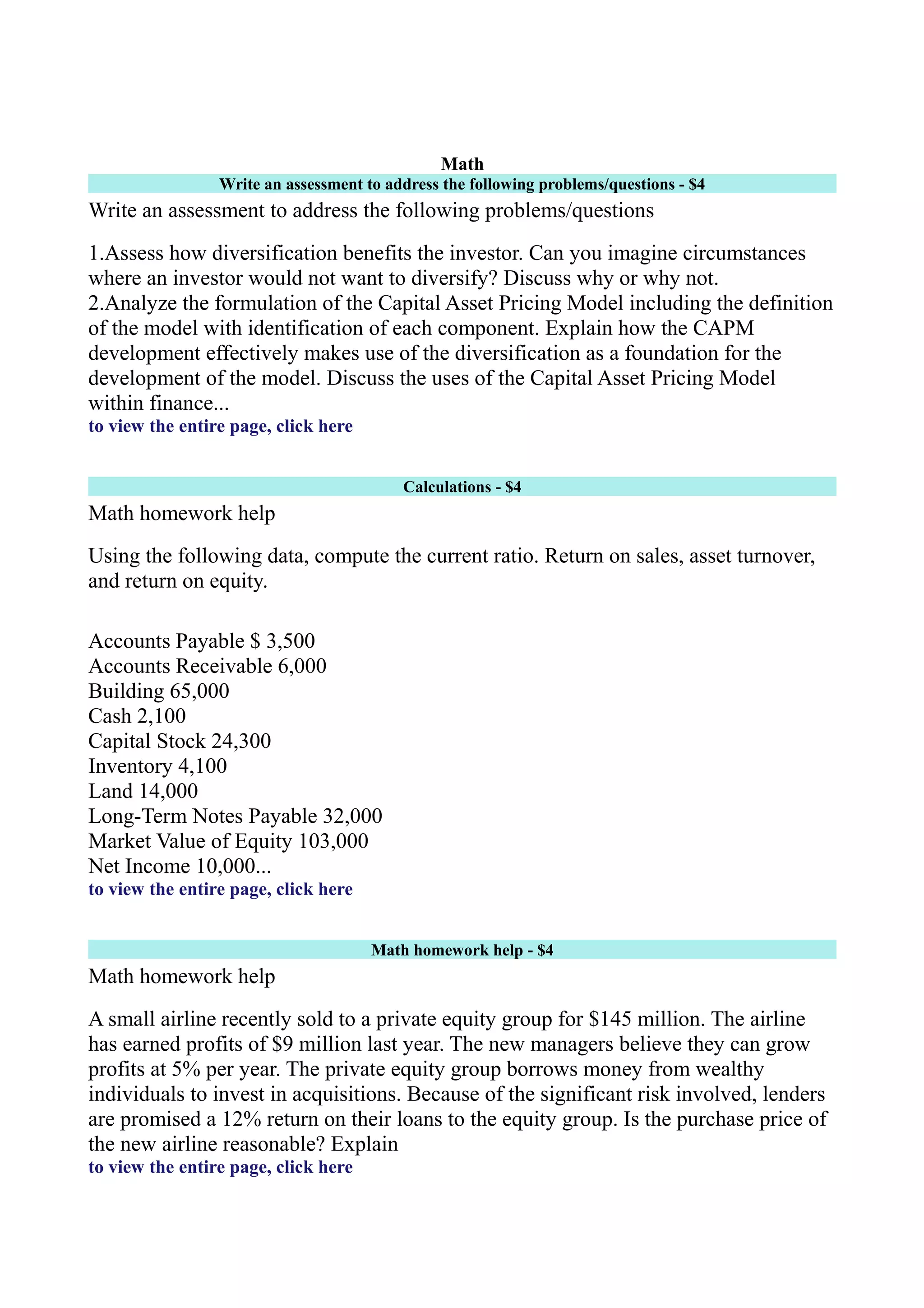 Math homework help | PDF