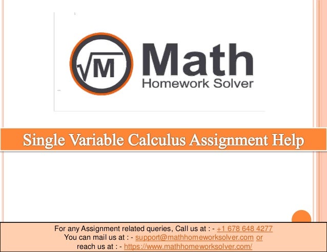 Single Variable Calculus Assignment Help | PPT