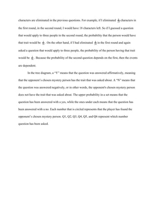 IB Math SL IA: Probability in Guess Who | PDF