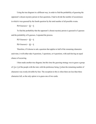 IB Math SL IA: Probability in Guess Who | PDF