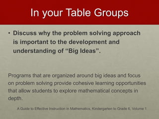 Big Ideas and Problem Solving in Math Instruction | PPT