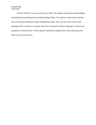 Math interaction reflection paper | DOCX