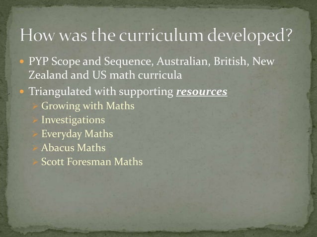 Math in the PYP | PPT