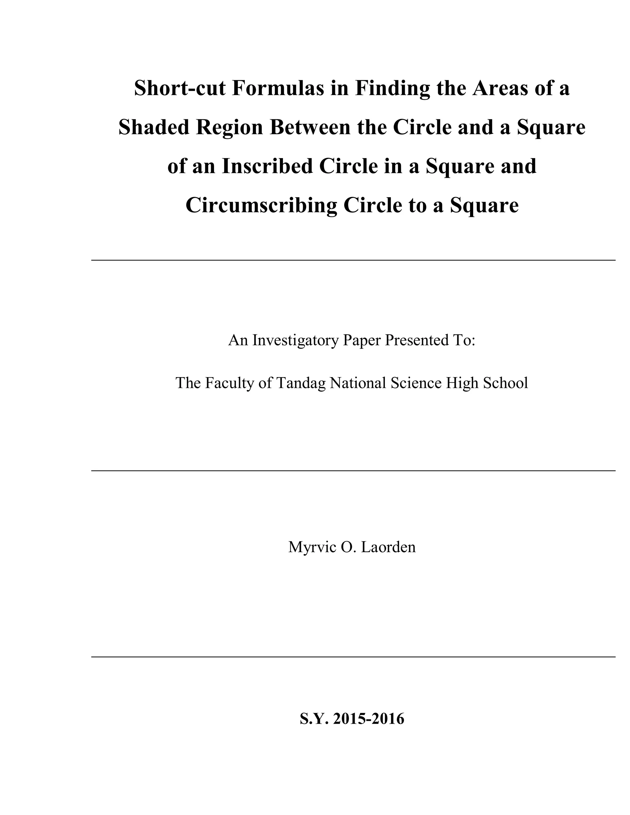 Math investigatory project 2016 | PDF