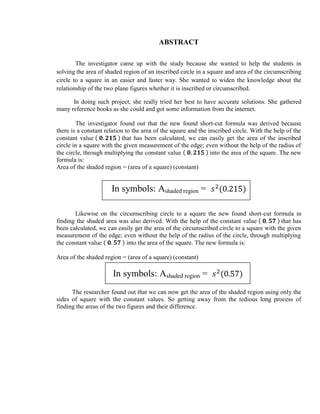 Math investigatory project 2016 | PDF