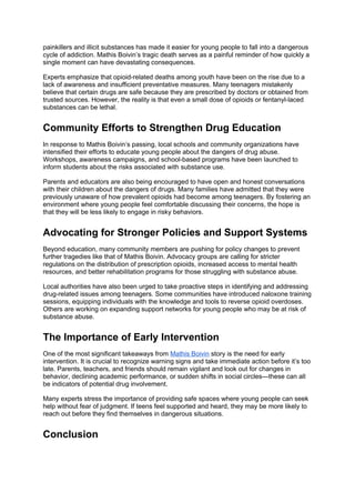 Mathis Boivin’s Tragic Passing Sparks Drug Awareness Movement | PDF