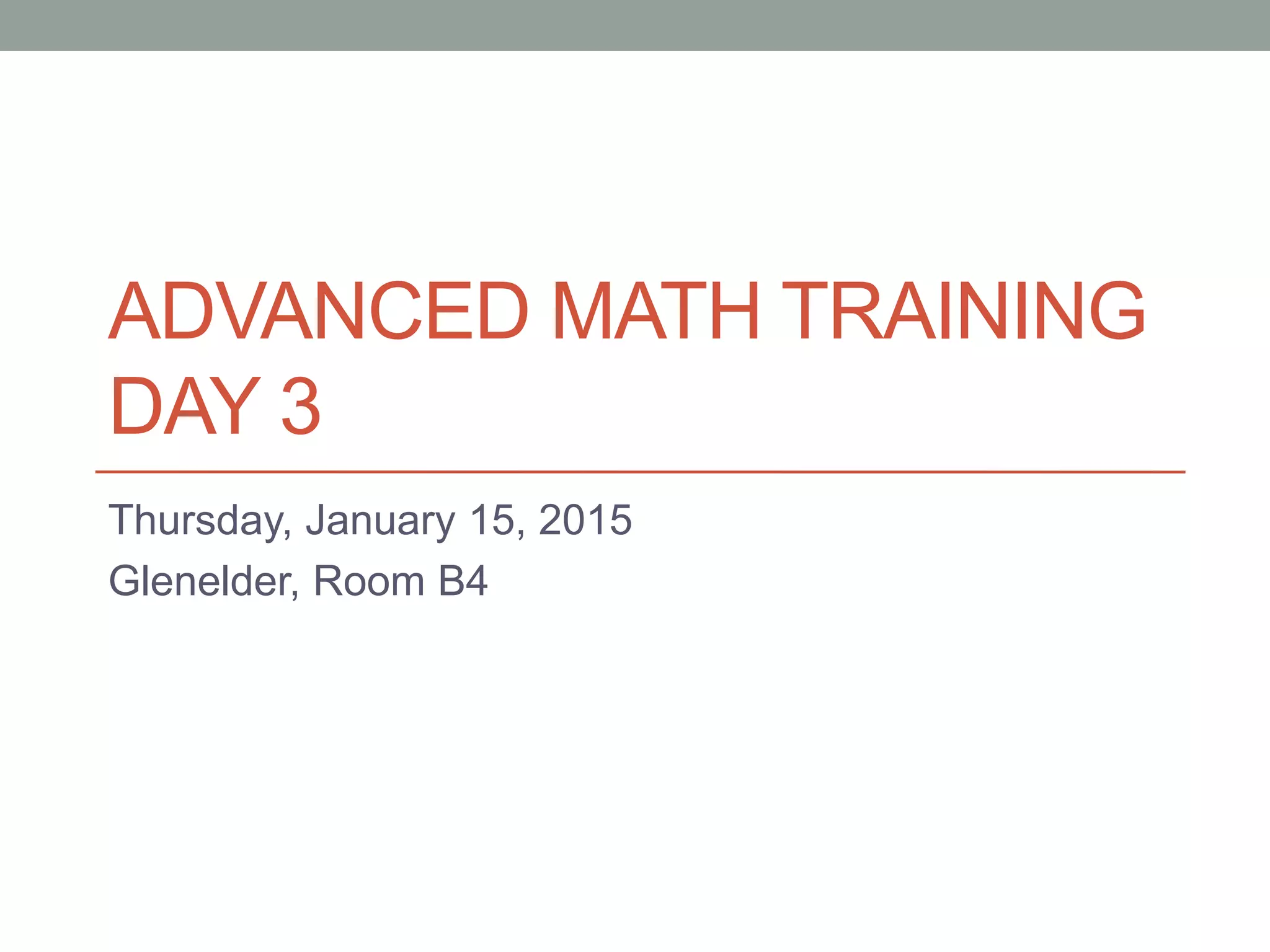 Advanced Math training day #3 | PPT