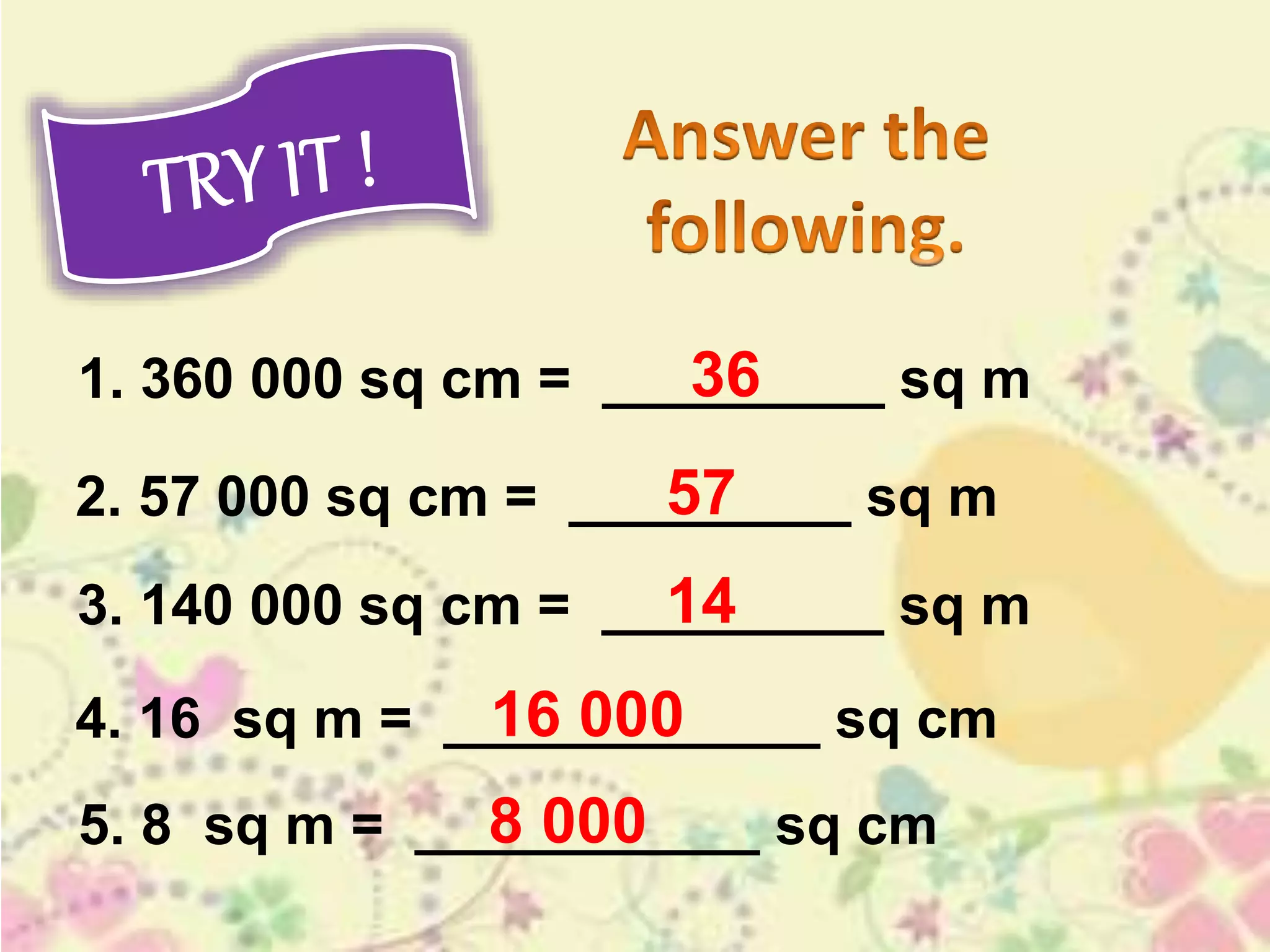 Math iv converting square cm to square m and vice versa | PPTX