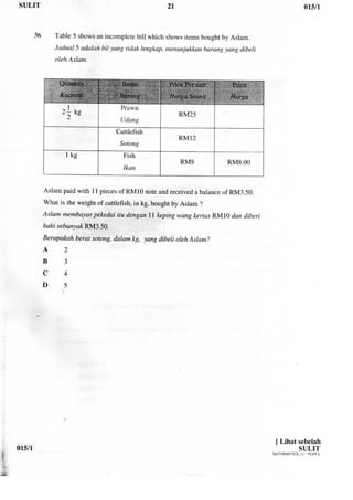 Math K1 Trial Upsr Pdf