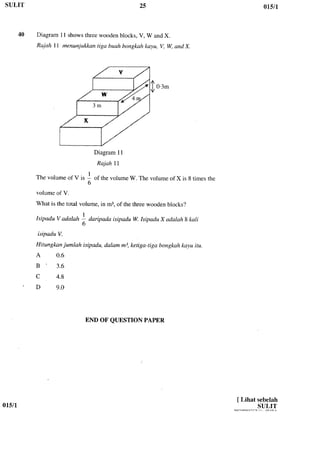 Math K1 Trial Upsr | PDF