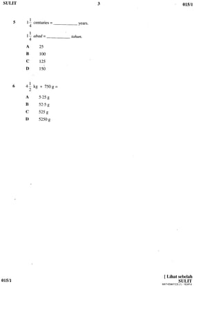Math K1 Trial Upsr | PDF