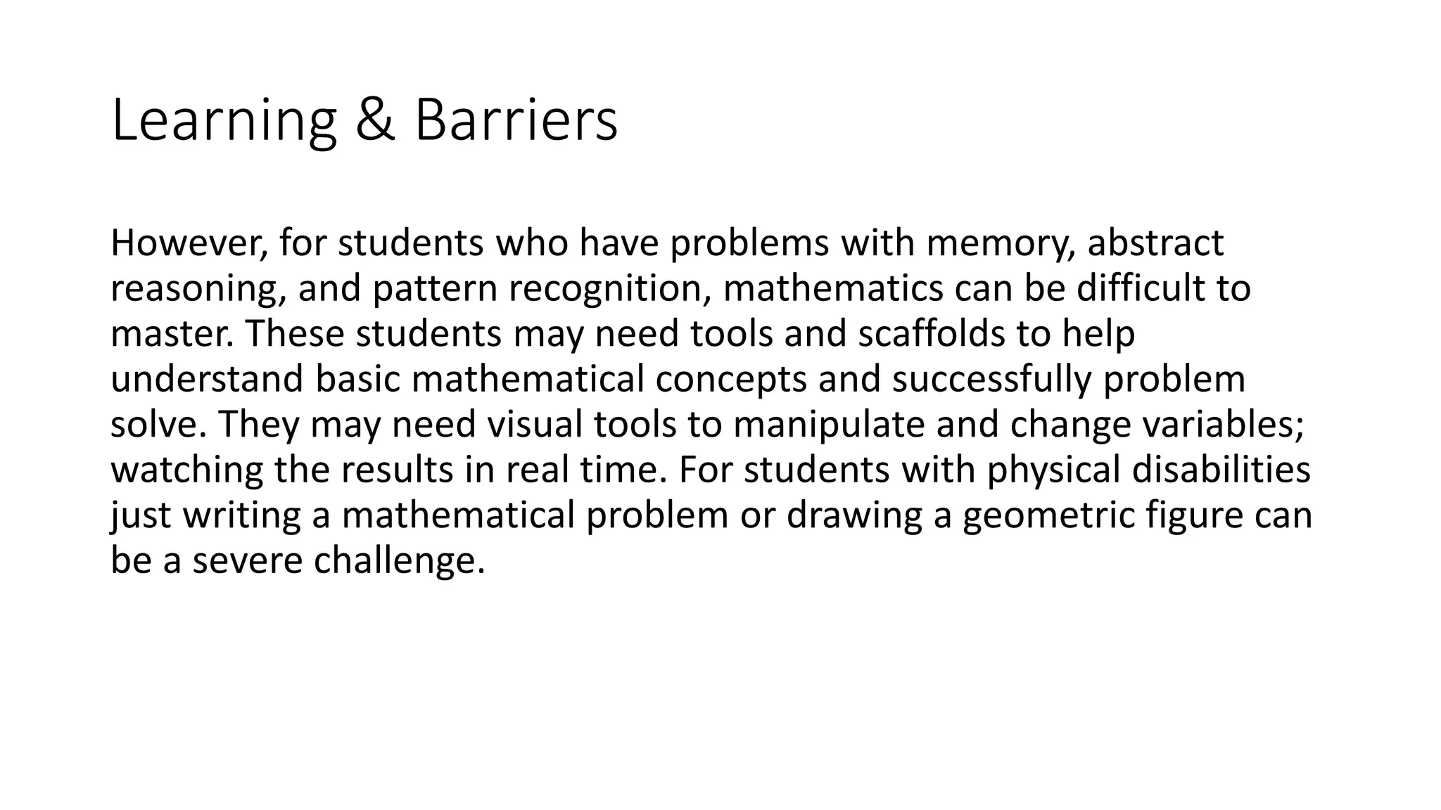 Math Learning & Barriers | PPTX