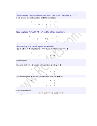 Math lecture 6 (System of Linear Equations) | PDF