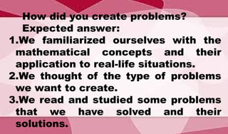Lesson : Creating Problems with reasonable answers | PPTX