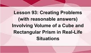 Lesson : Creating Problems with reasonable answers | PPTX