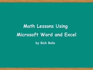 Math Lessons Using Word And Excel | PPT