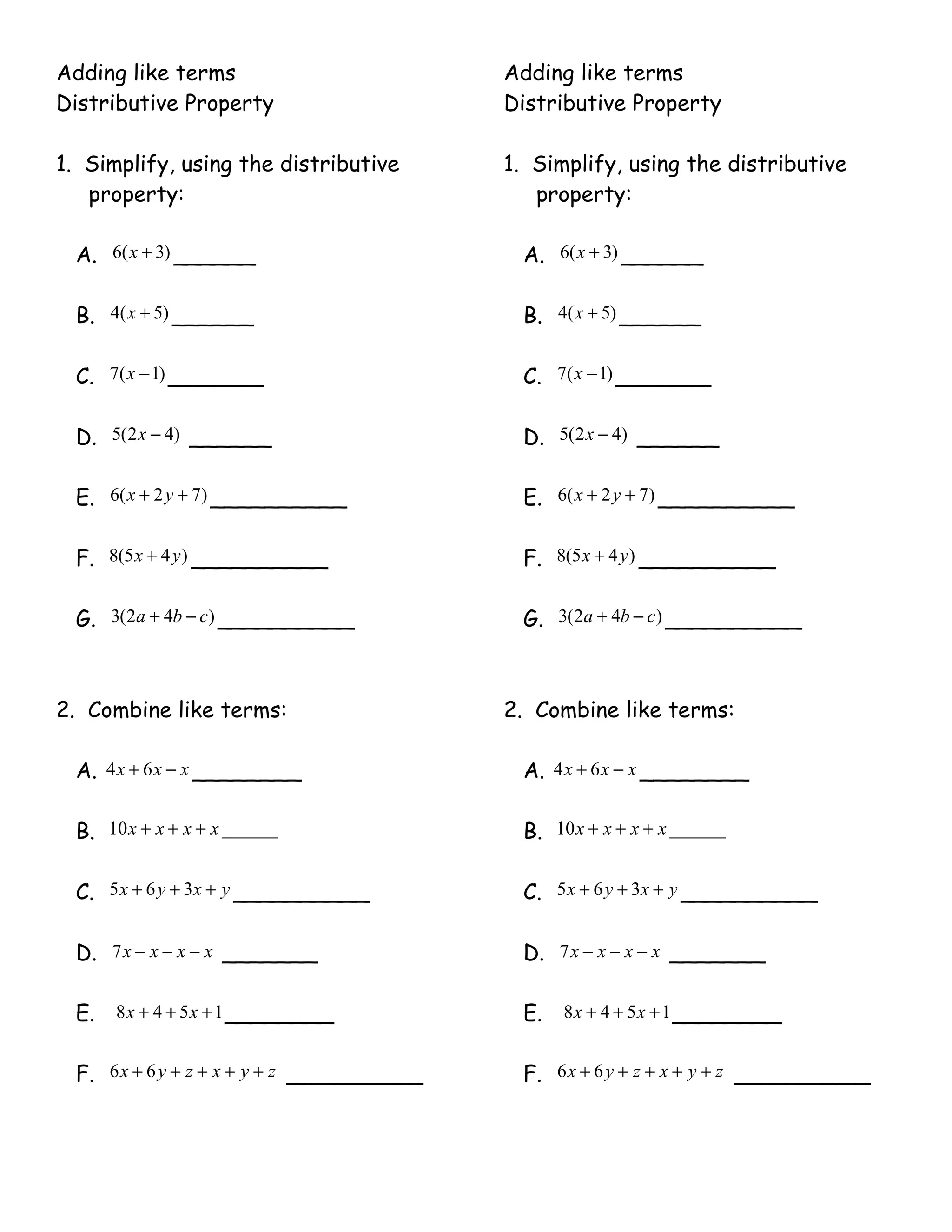 MATH: LIKE TERM DISTRIBUTION | DOC