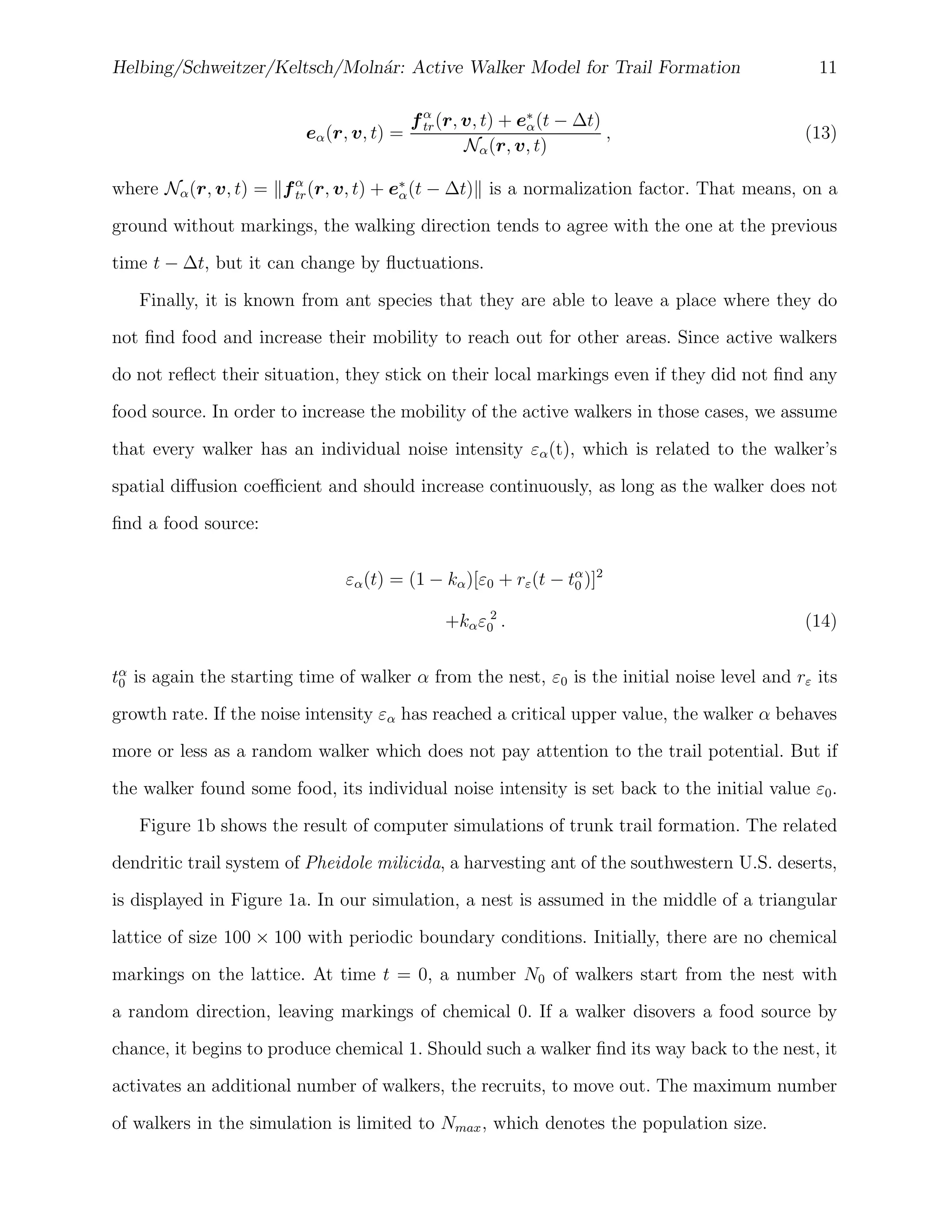 Active Walker Model for the Formation of Human and Animal Trail Systems ...