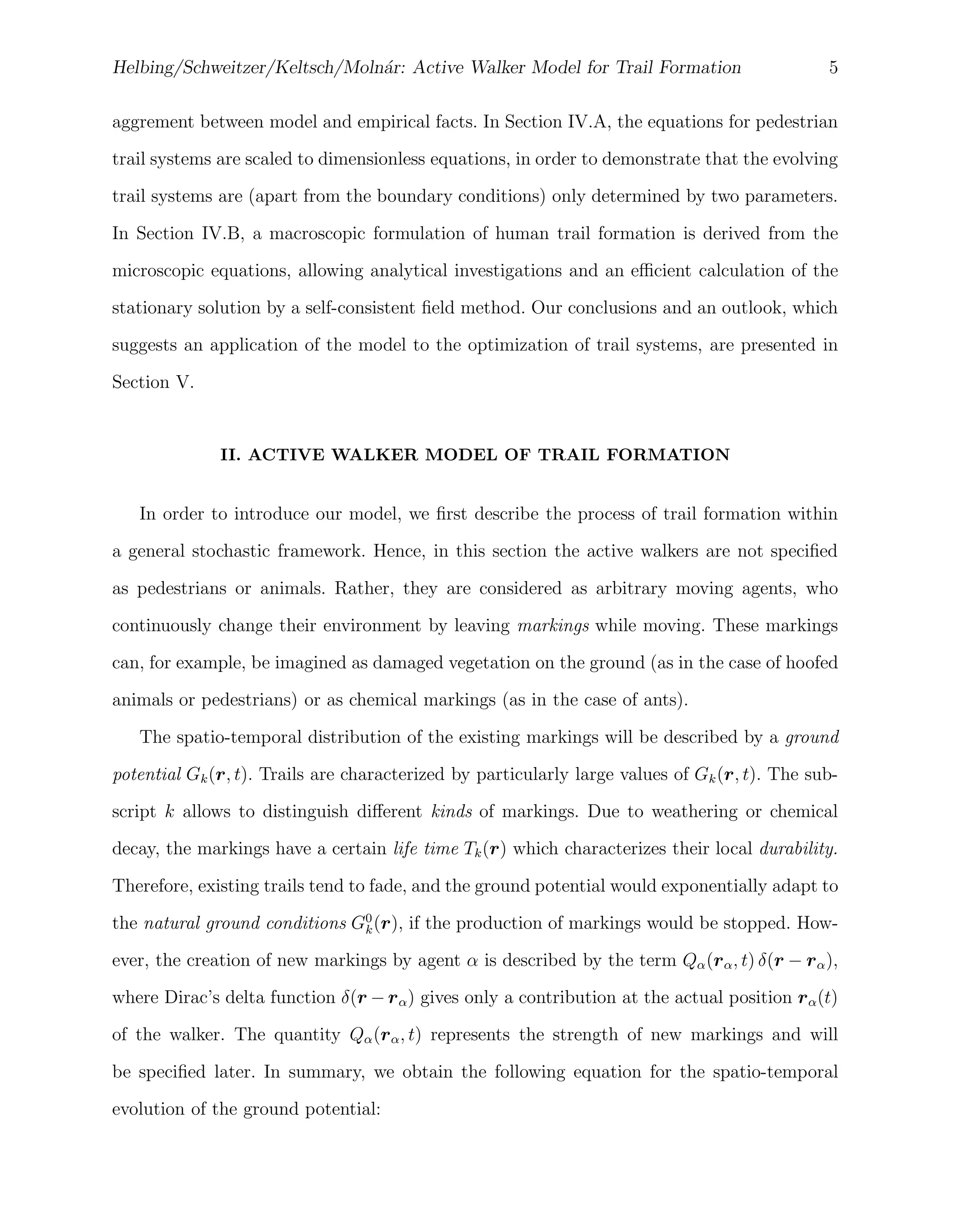 Active Walker Model for the Formation of Human and Animal Trail Systems ...