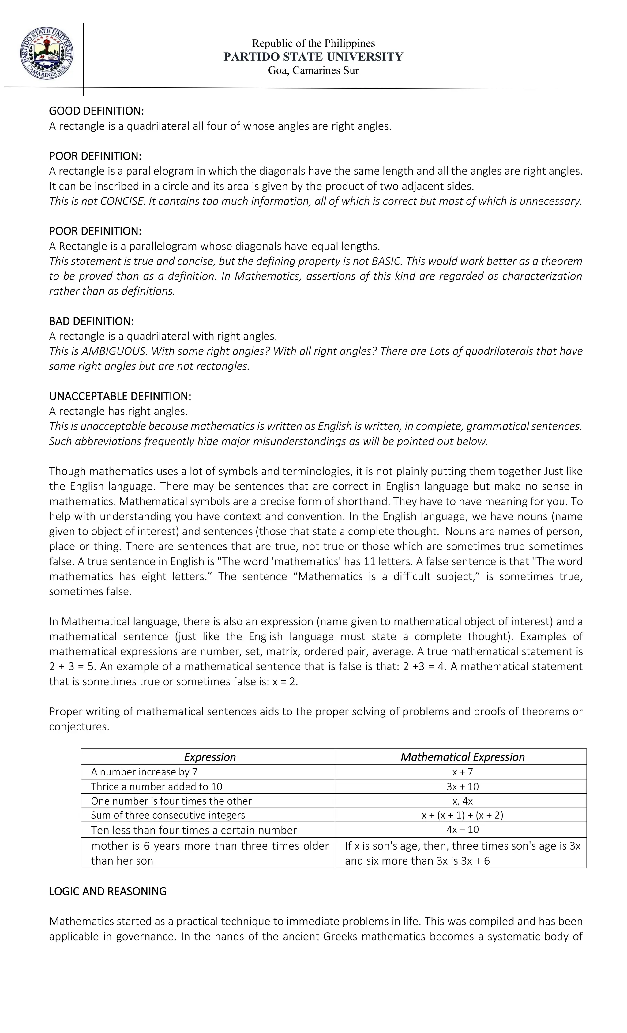 MATH(MODULE 6). LEARNING MATERIAL FOR MATH | PDF