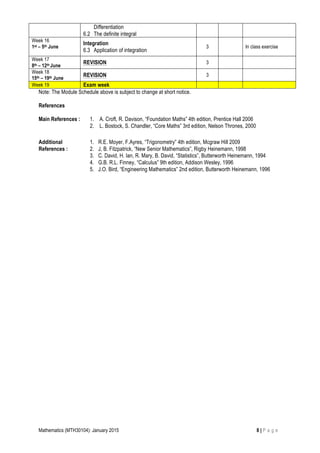 Maths module outline jan 2015 | PDF