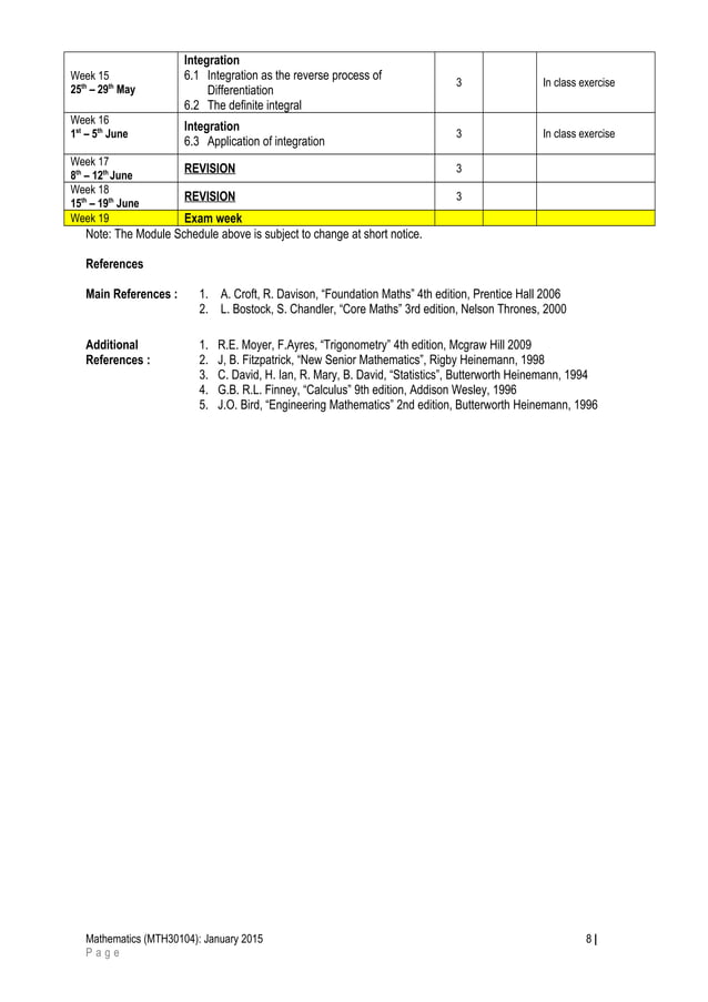 Math module outline jan 2015 | PDF