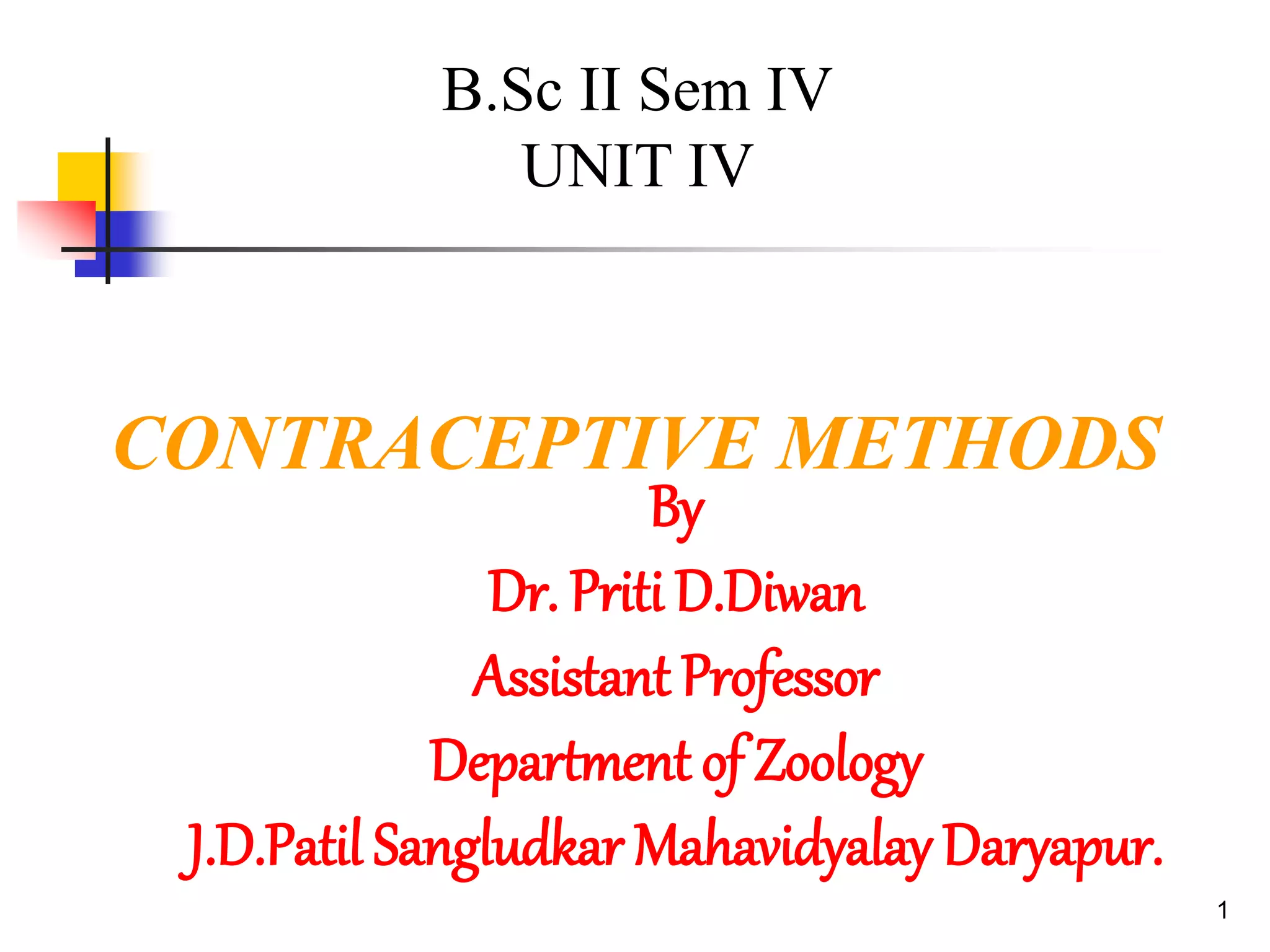 mathods of contraception | PPT