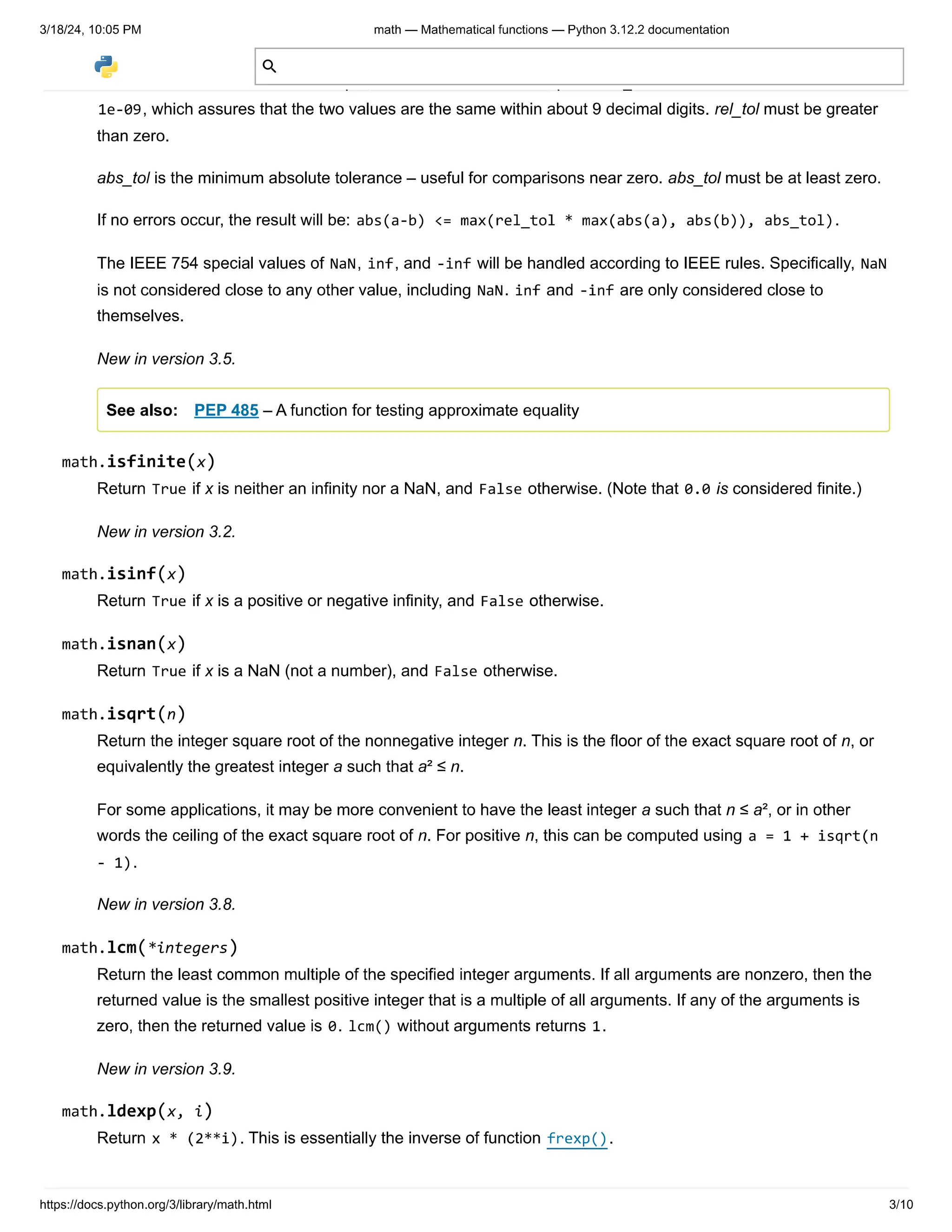 math operations ued in python and all used | PDF