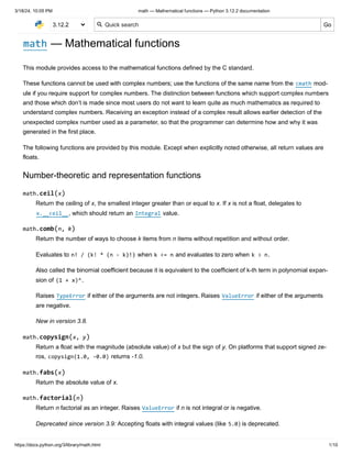 math operations ued in python and all used | PDF