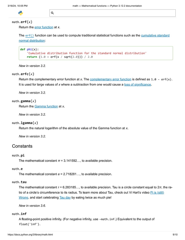 math operations ued in python and all used | PDF