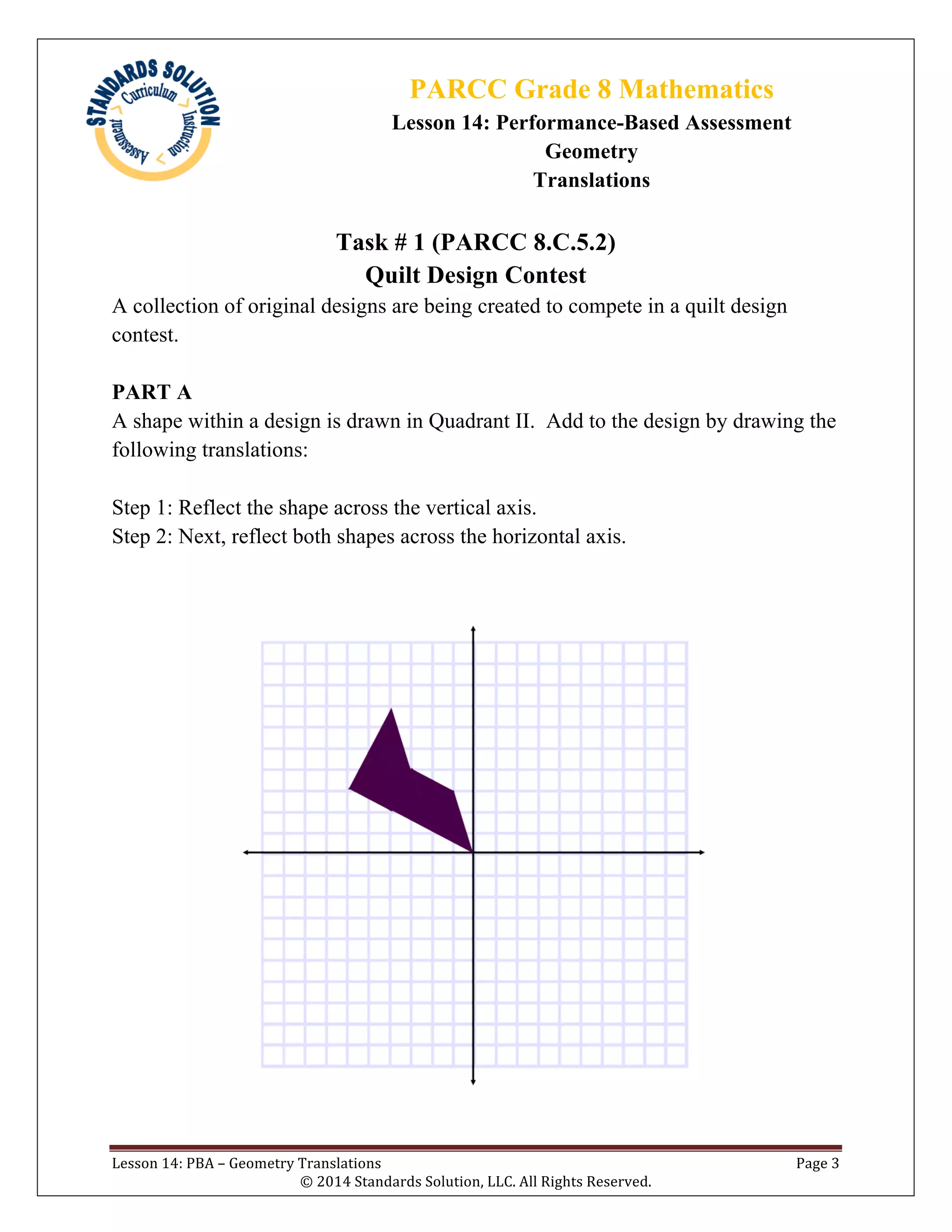 Math parcc 8 lesson 14 pba geometry translations | PDF